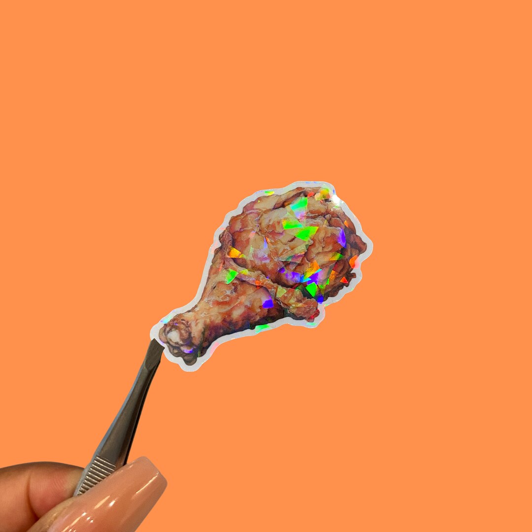 Holographic Fried Chicken Drumstick Sticker: Waterproof Vinyl Decal - Etsy