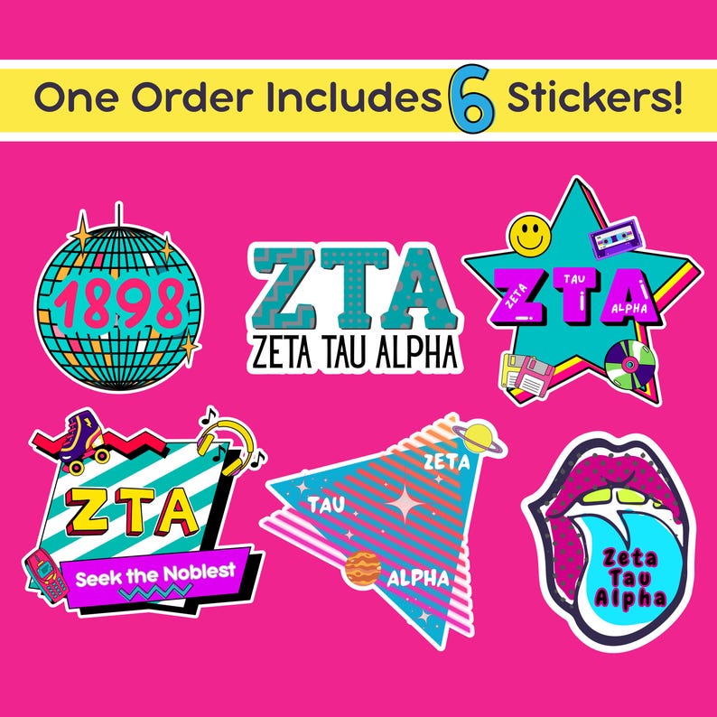 ZTA Sticker,zeta Tau Alpha Sticker,90's Aesthetic,zeta Sorority Decal ...