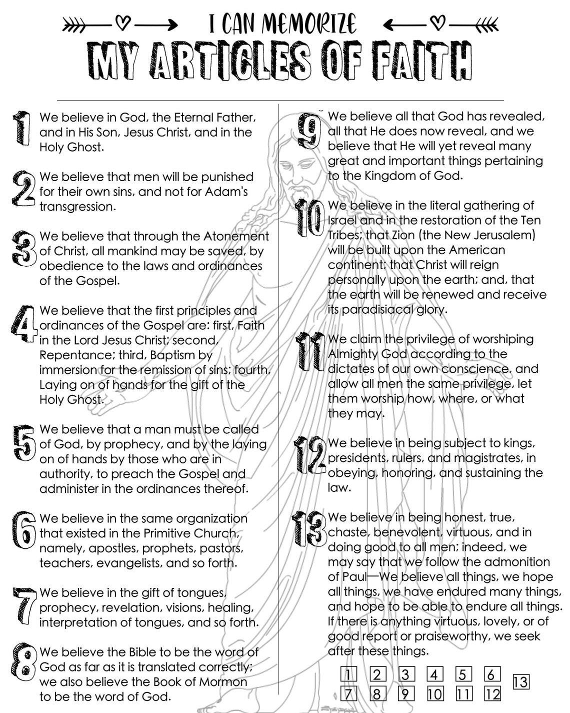 Articles of Faith Printable With Certificate - Etsy