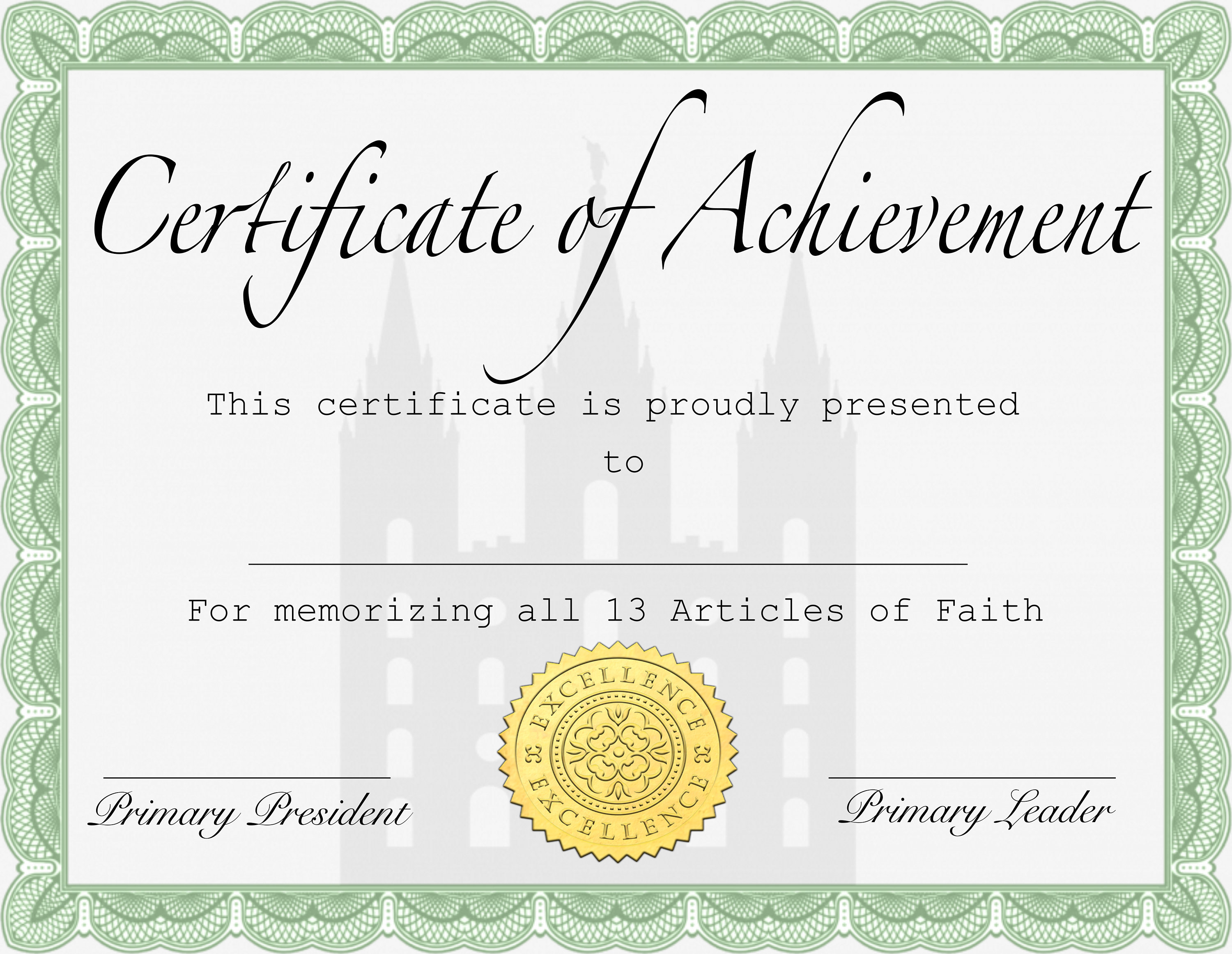 Articles of Faith Printable With Certificate - Etsy