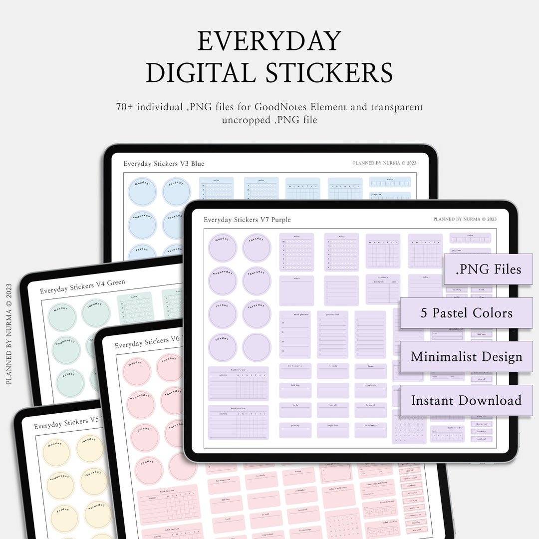Pastel Everyday Digital Stickers From Planned by Nurma | Minimalist PNG ...