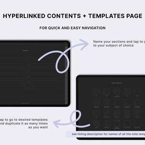 12 Hyperlinked Tabs Dark Mode Digital Notebook Horizontal/landscape ...