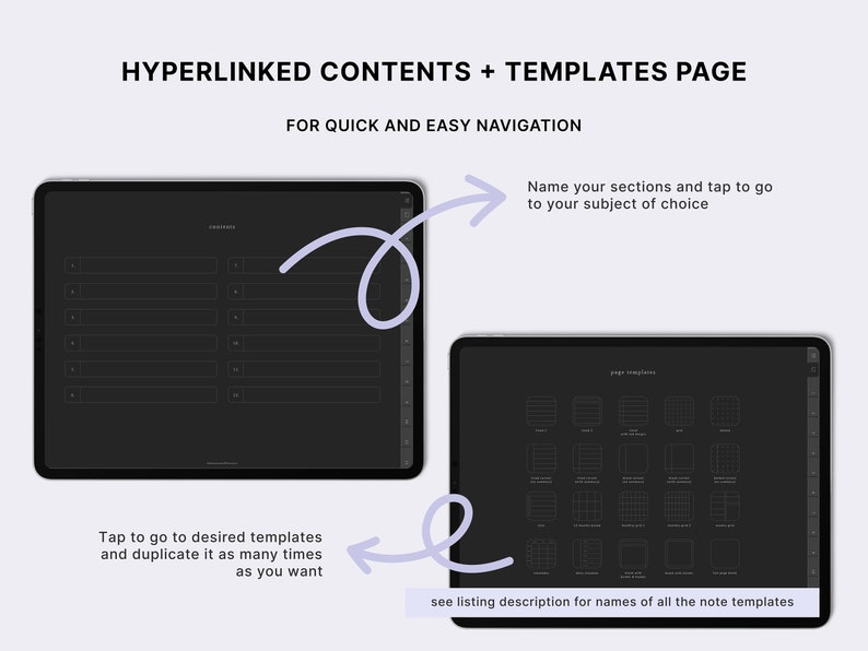 12 Hyperlinked Tabs Dark Mode Digital Notebook - Etsy