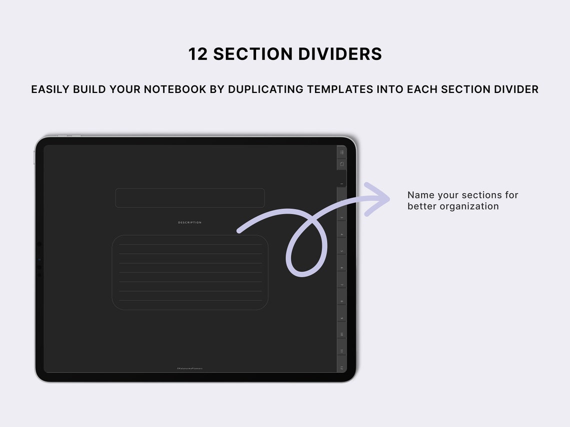 12 Hyperlinked Tabs Dark Mode Digital Notebook - Etsy