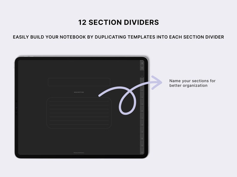 12 Hyperlinked Tabs Dark Mode Digital Notebook - Etsy