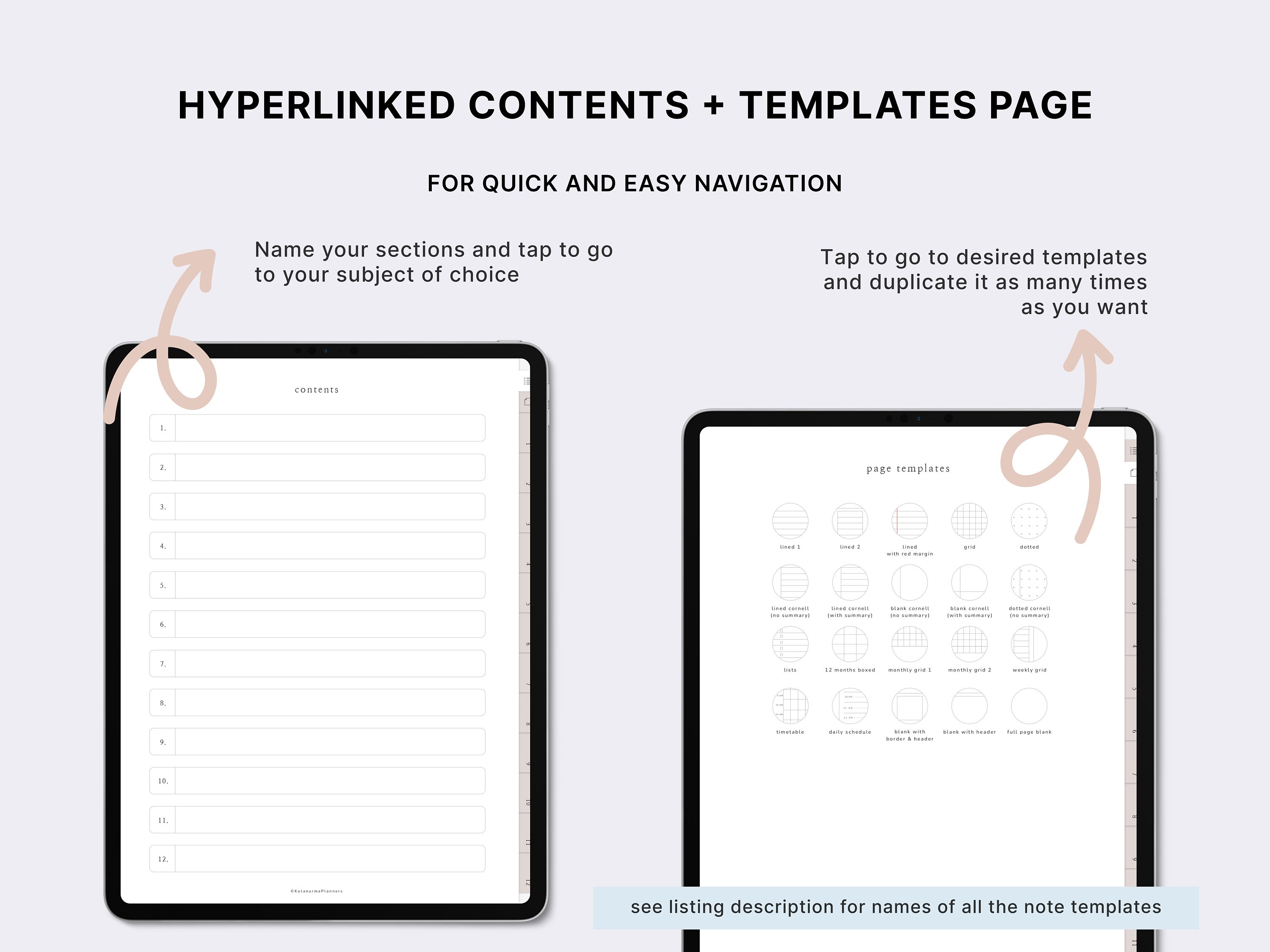 12 Subject Digital Notebook for Goodnotes Notability, Portrait Digital ...
