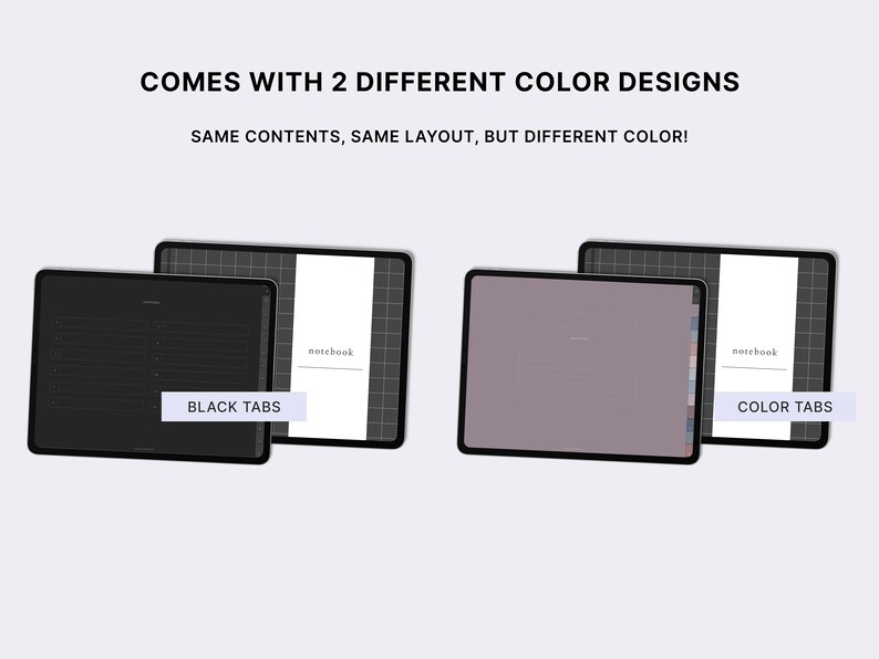 12 Hyperlinked Tabs Dark Mode Digital Notebook - Etsy