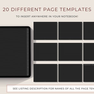12 Hyperlinked Tabs Dark Mode Digital Notebook Horizontal/landscape ...