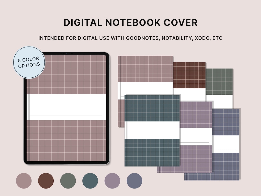 Portrait Digital Notebook Cover for Goodnotes Notability, Grid Digital ...