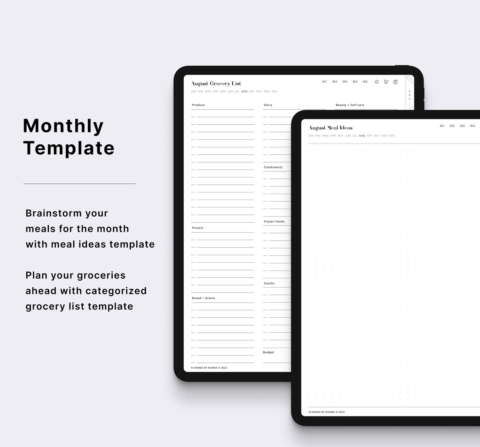 Undated Weekly Digital Meal Planner, Grocery List, and Recipe Book for ...