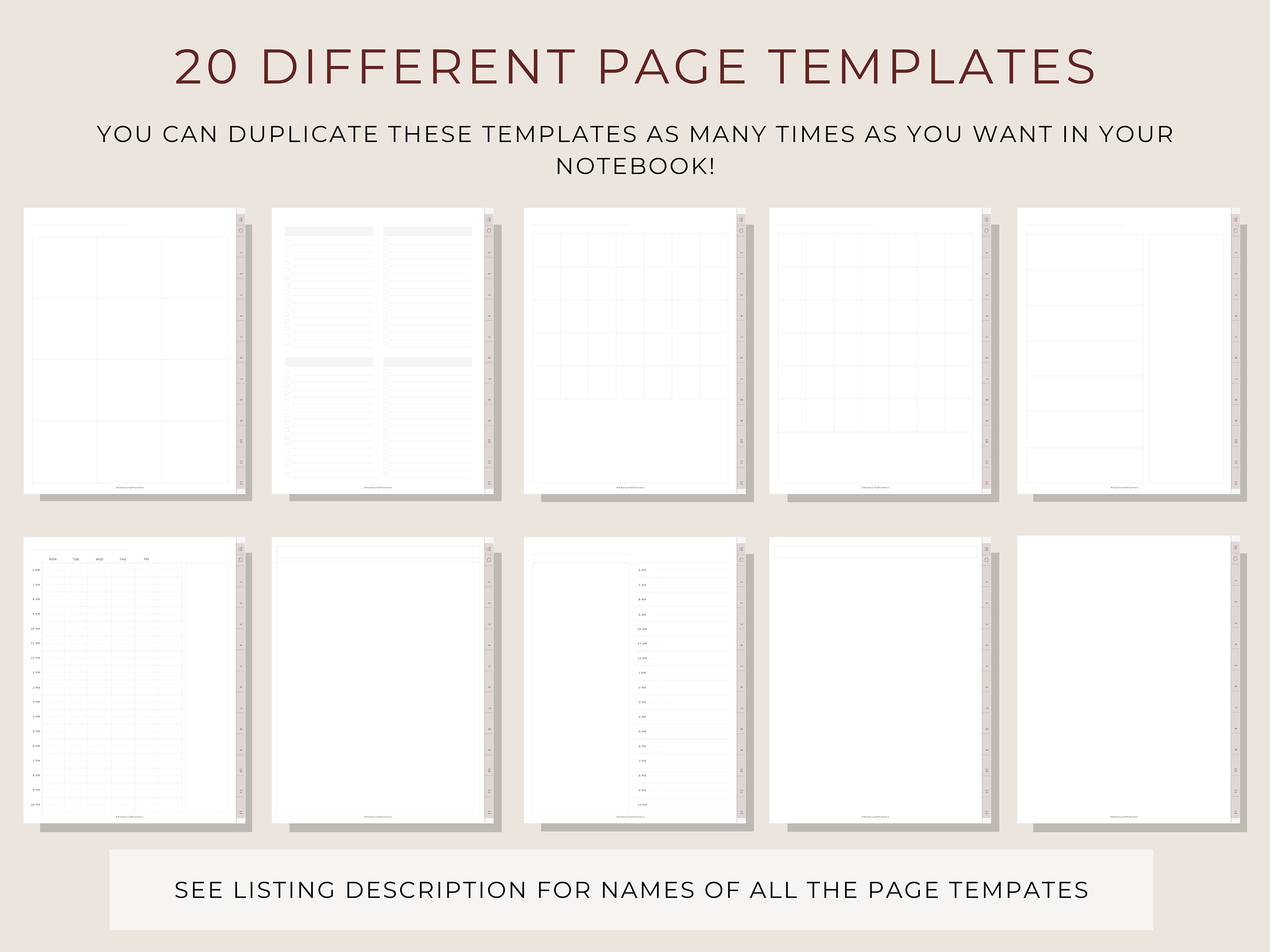 12 Subject Digital Notebook for Goodnotes Notability, Portrait Digital ...