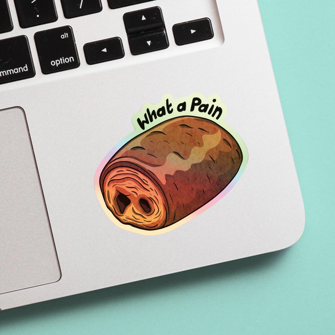 Pain Au Chocolat Holographic Sticker - Funny Sticker, Laptop Sticker ...