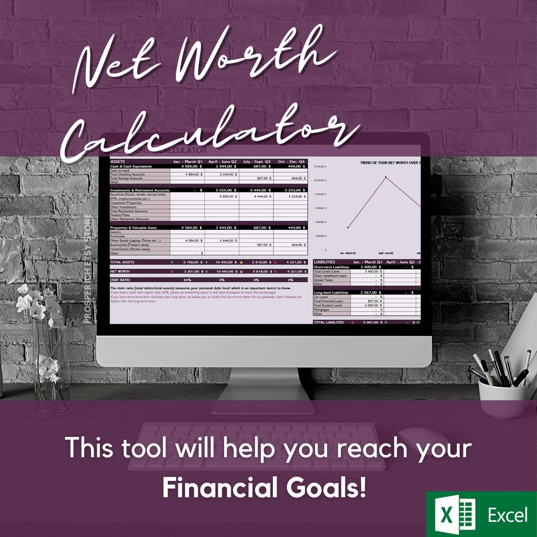 Net Worth Calculator Easy Automated Excel Spreadsheet, Personal ...