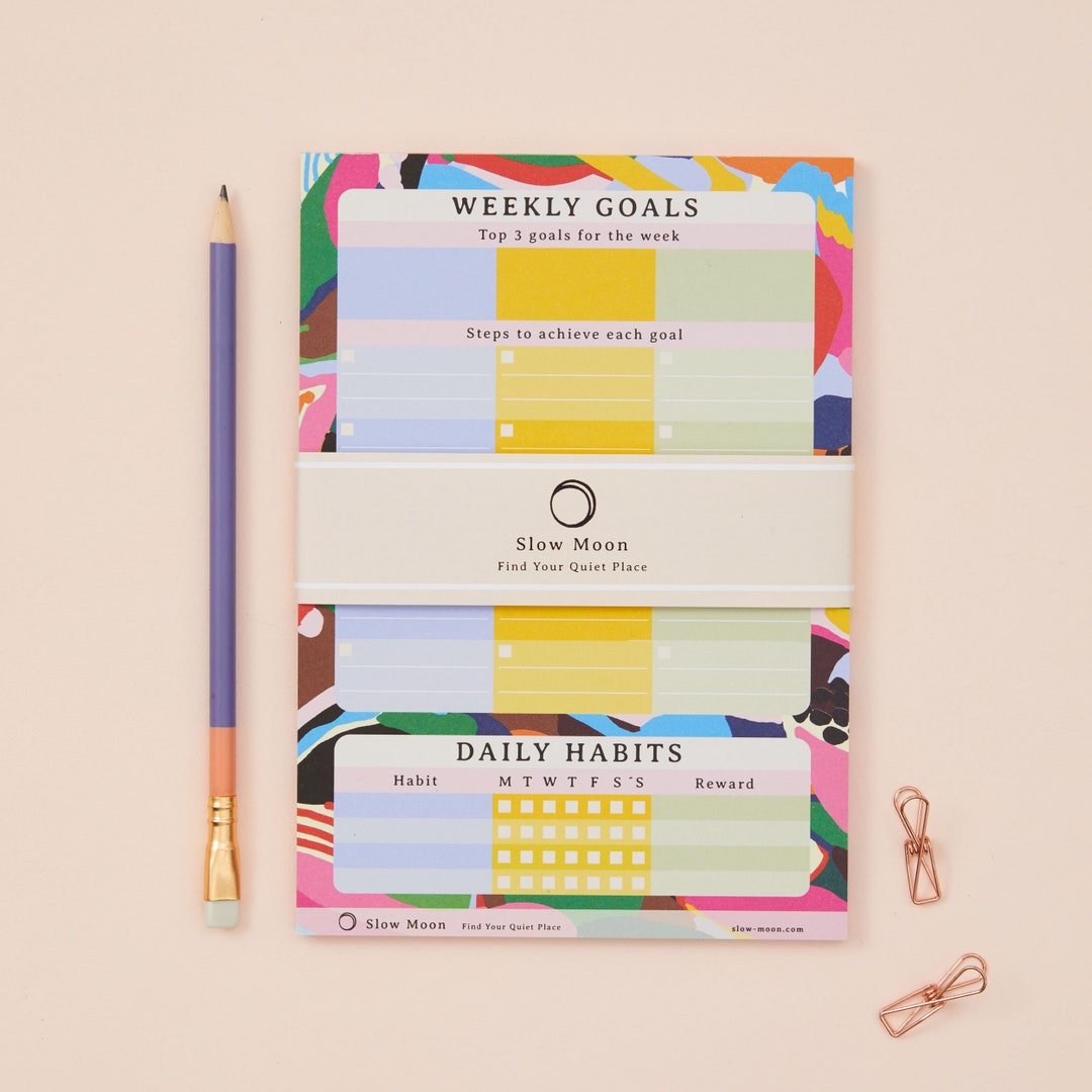 Weekly Goals & Habit Tracker | A5 | Life Planner, Deskpad, Notepad - Etsy