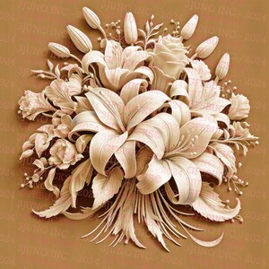 Lilly Flowers, Wedding Bouquet - Laser Burn PNG | 3D Illusion | Engrave ...