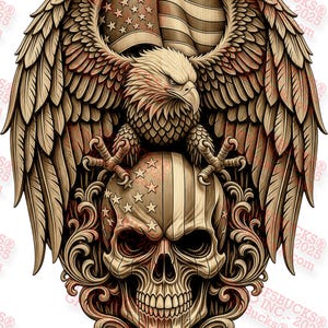 American Flag Eagle Skull 3d - Etsy