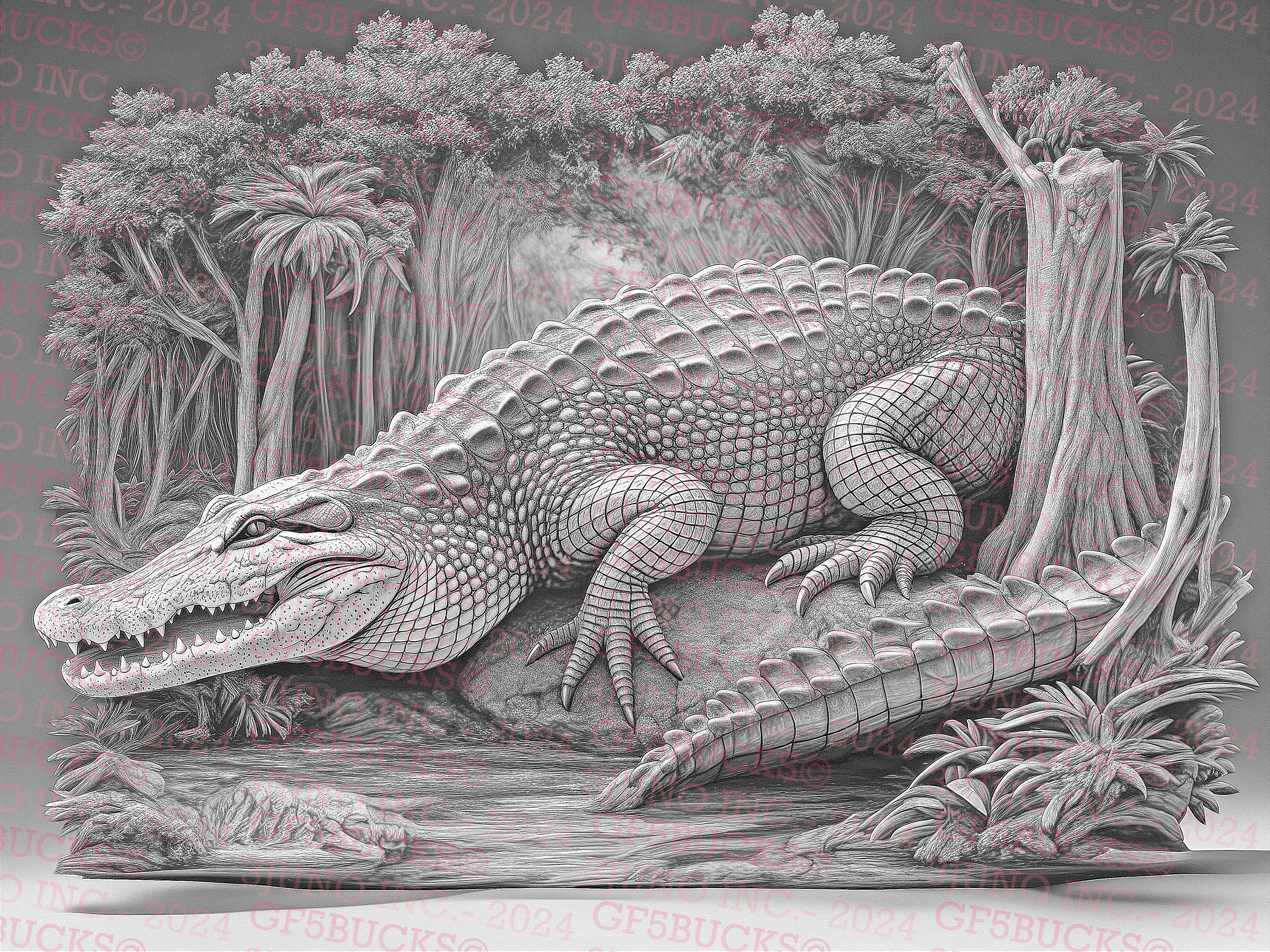 Gator, Alligator - Laser Burn PNG | 3D Illusion | Engrave | Laser Ready ...