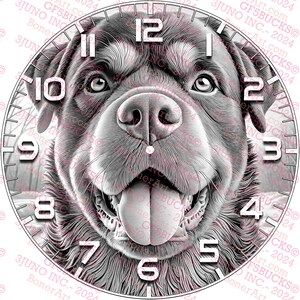 3D Illusion Rottweiler Clock Digital File | Laser-ready Engraving ...