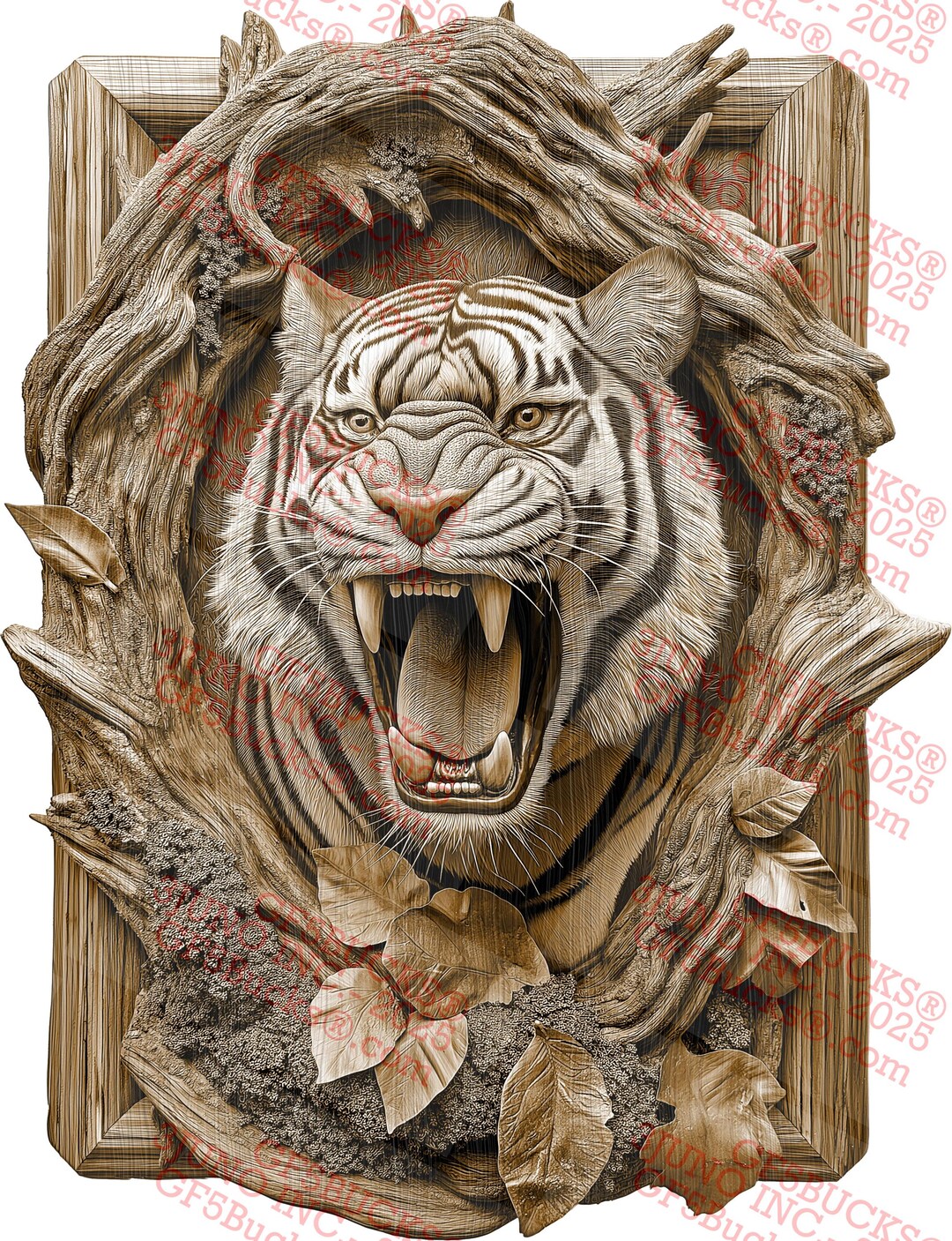 Bengal Tiger 3D Illusion PNG Laser Engraving Design Wildlife Predator ...