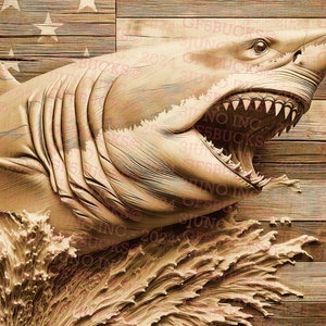 Great White Shark Fishing - Laser Burn PNG | 3D Illusion | Engrave ...