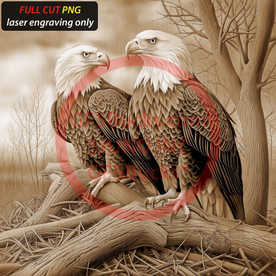 3D Illusion Bald Eagles Art for Laser Engraving | PNG Digital File | 14 ...
