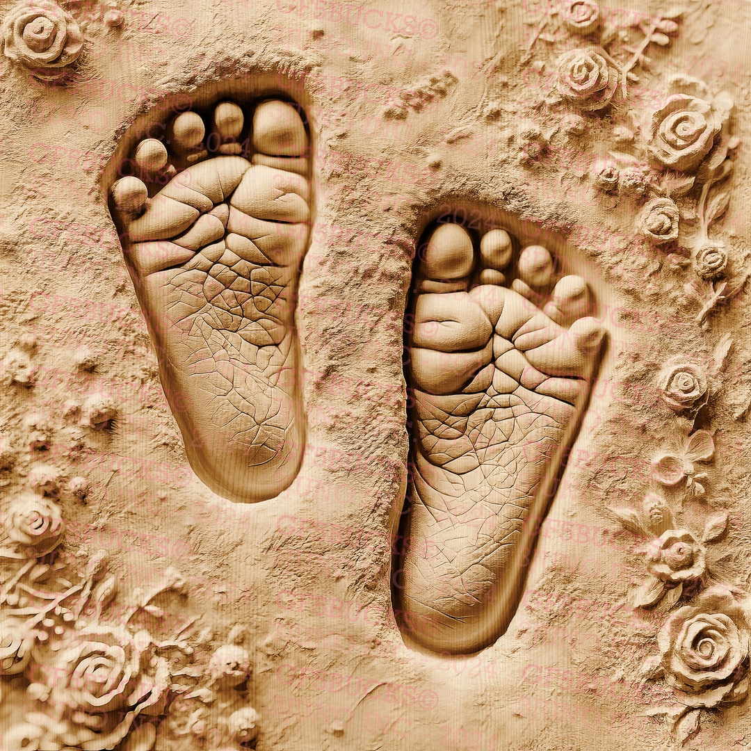 3D Illusion Baby Footprints - Instant Download PNG File for Laser ...