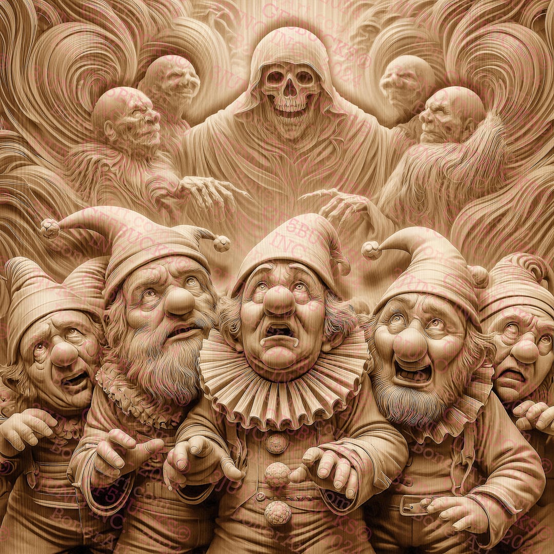 Scared Clowns 3D Illusion Art - Halloween Wooden Sculpture, Halloween ...