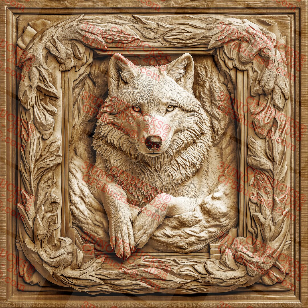 3D Illusion Wolf Portrait PNG – Wolf Laser Engraving Design | Engraving ...