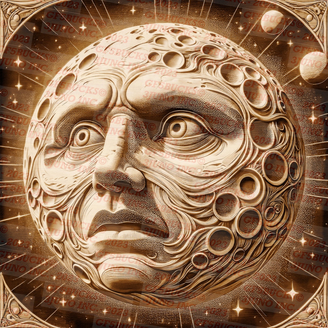 3D Illusion Laser Burn Man in the Moon PNG Digital File - Instant ...