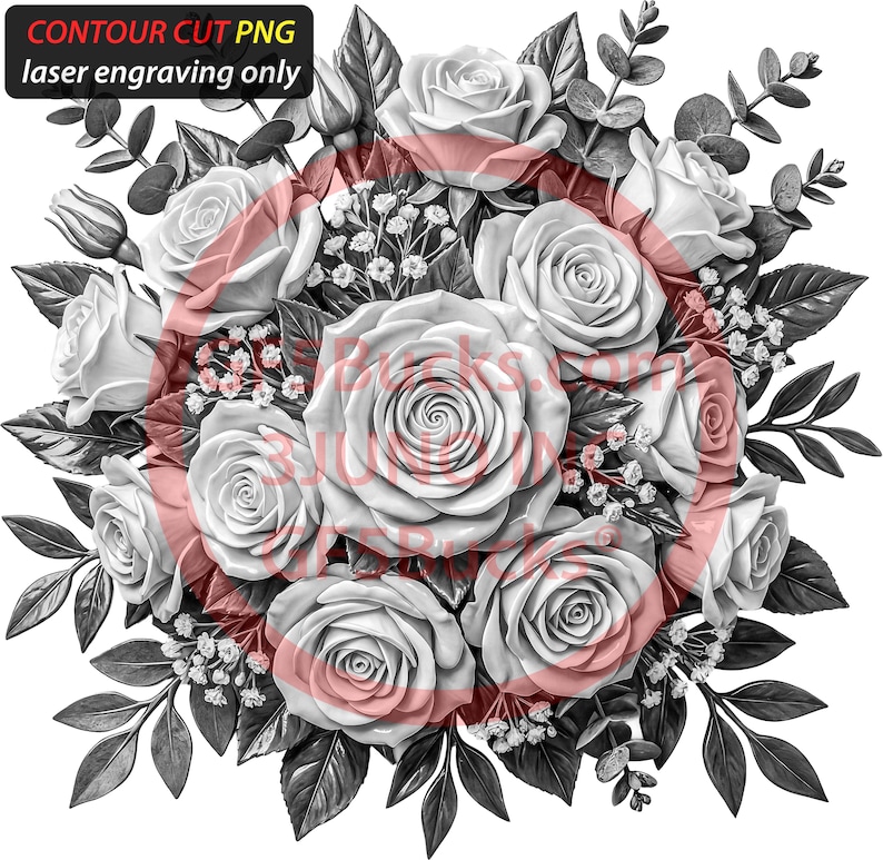 3D Illusion Rose Bouquet Art for Laser Engraving | PNG Digital File ...
