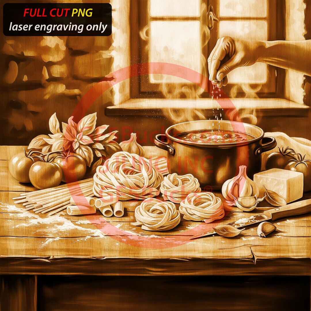3D Illusion Pasta Scene Art for Laser Engraving | PNG Digital File | 14 ...