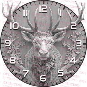 3D Illusion Deer Clock Laser PNG Digital File for Engraving - Instant ...