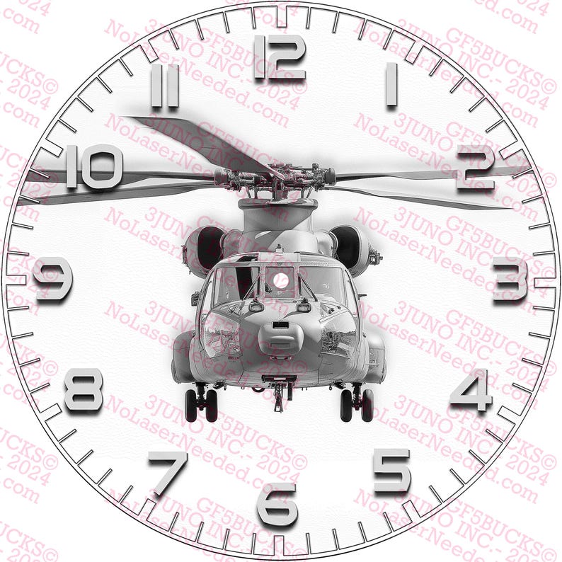 3D Illusion Helicopter Clock Face | Military Aviation Wall Art ...