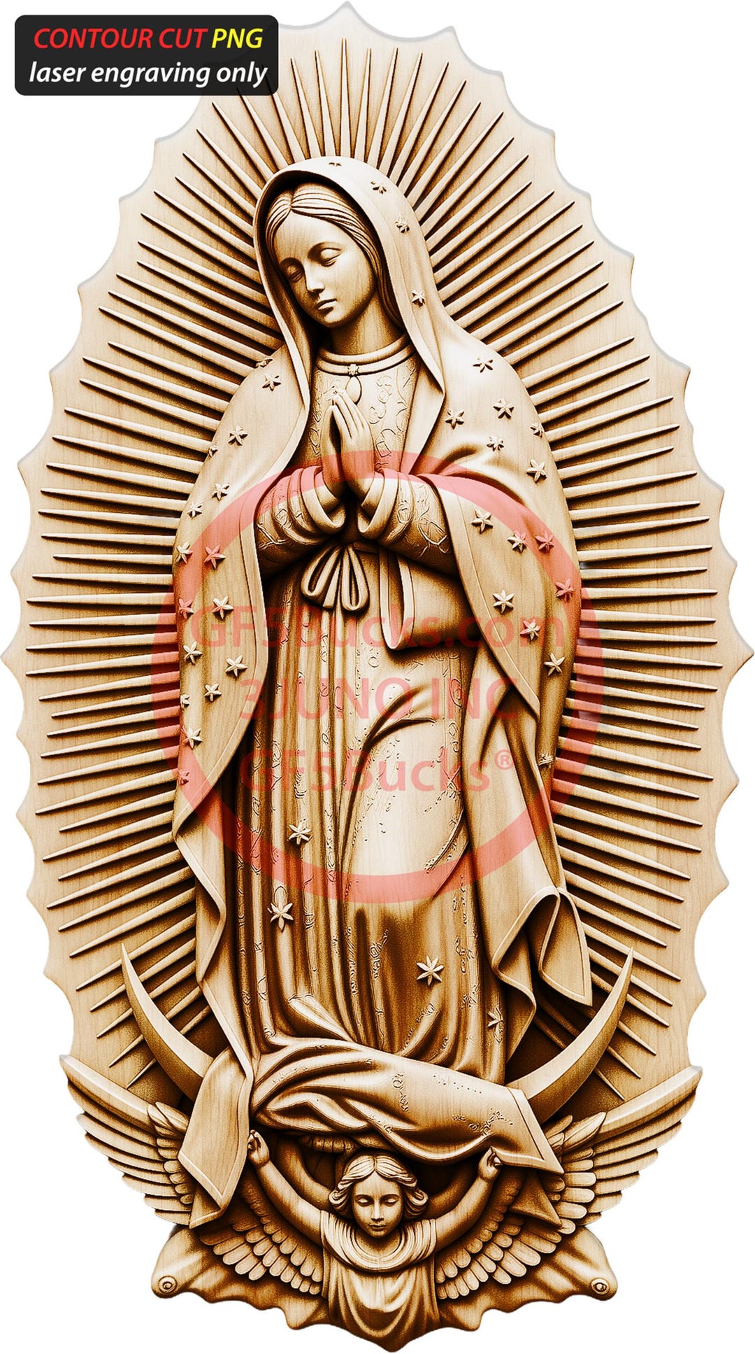 3D Illusion Lady Guadalupe Art for Laser Engraving | PNG Digital File ...