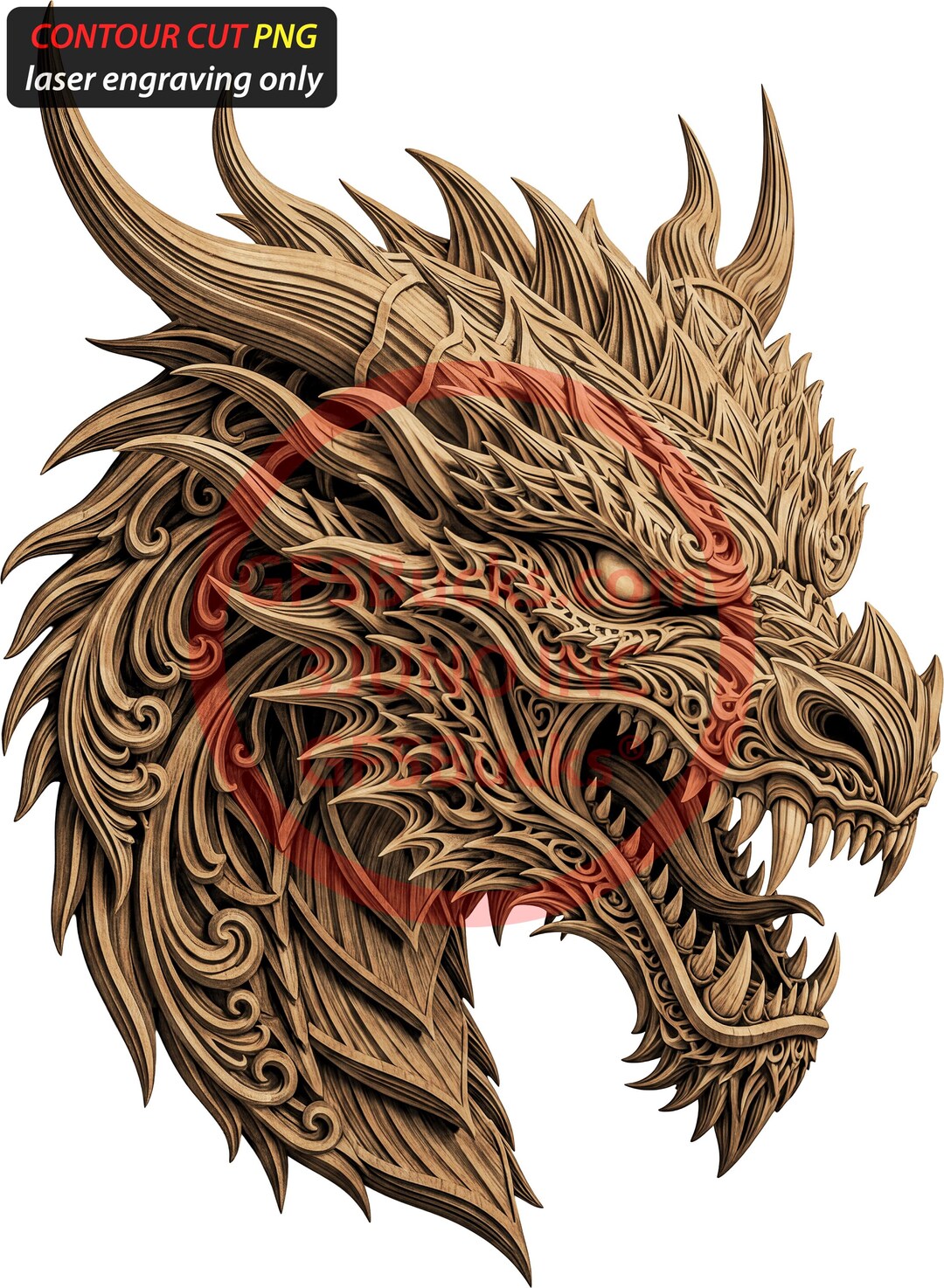 3D Illusion Dragon Head Art for Laser Engraving | PNG Digital File | 10 ...