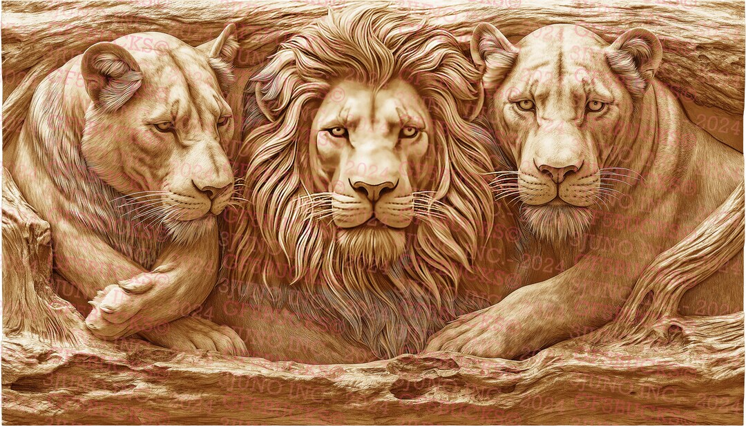 Lions 3D Illusion Digital File - Laser Engraving Ready (instant ...