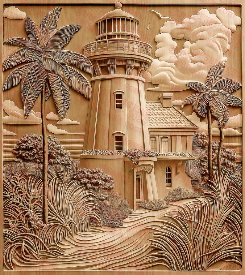 3D Illusion Lighthouse Engraving PNG for Laser Art | Engraving PNG for ...