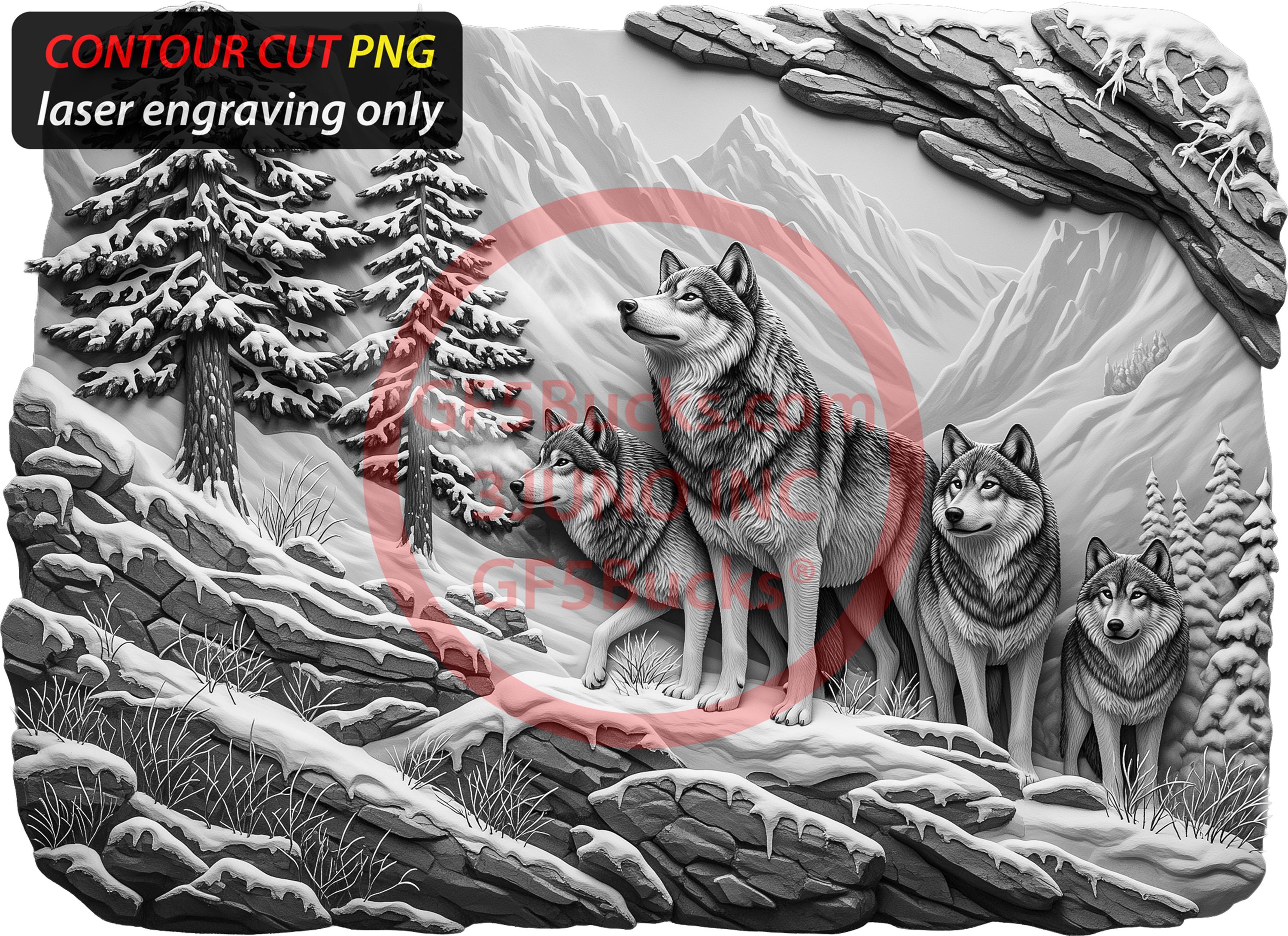 3D Illusion Wolf Pack Art for Laser Engraving | PNG Digital File | 14 ...