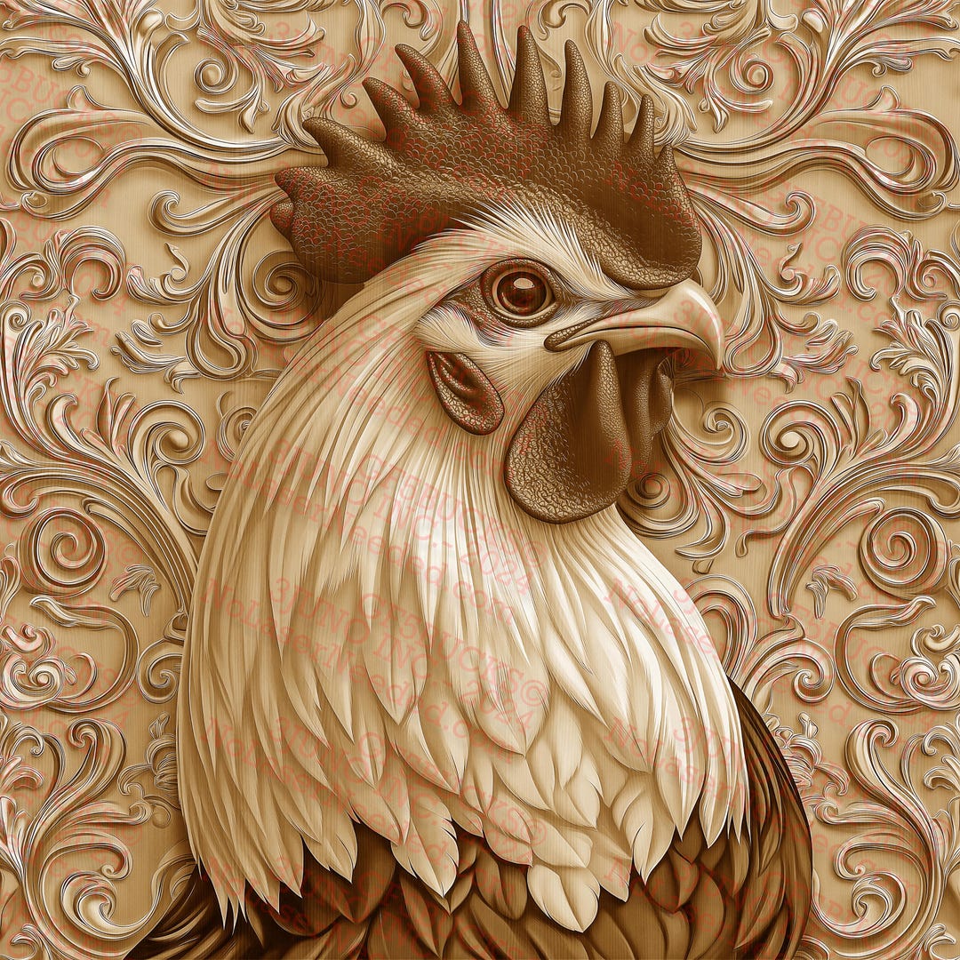Rooster 3D Illusion PNG File for Laser Engraving | Laser Burn PNG ...