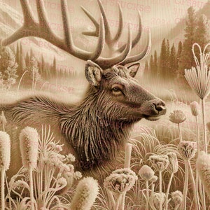 Elk Snow Scene - Laser Burn PNG | 3D Illusion | Engrave | Laser Ready ...