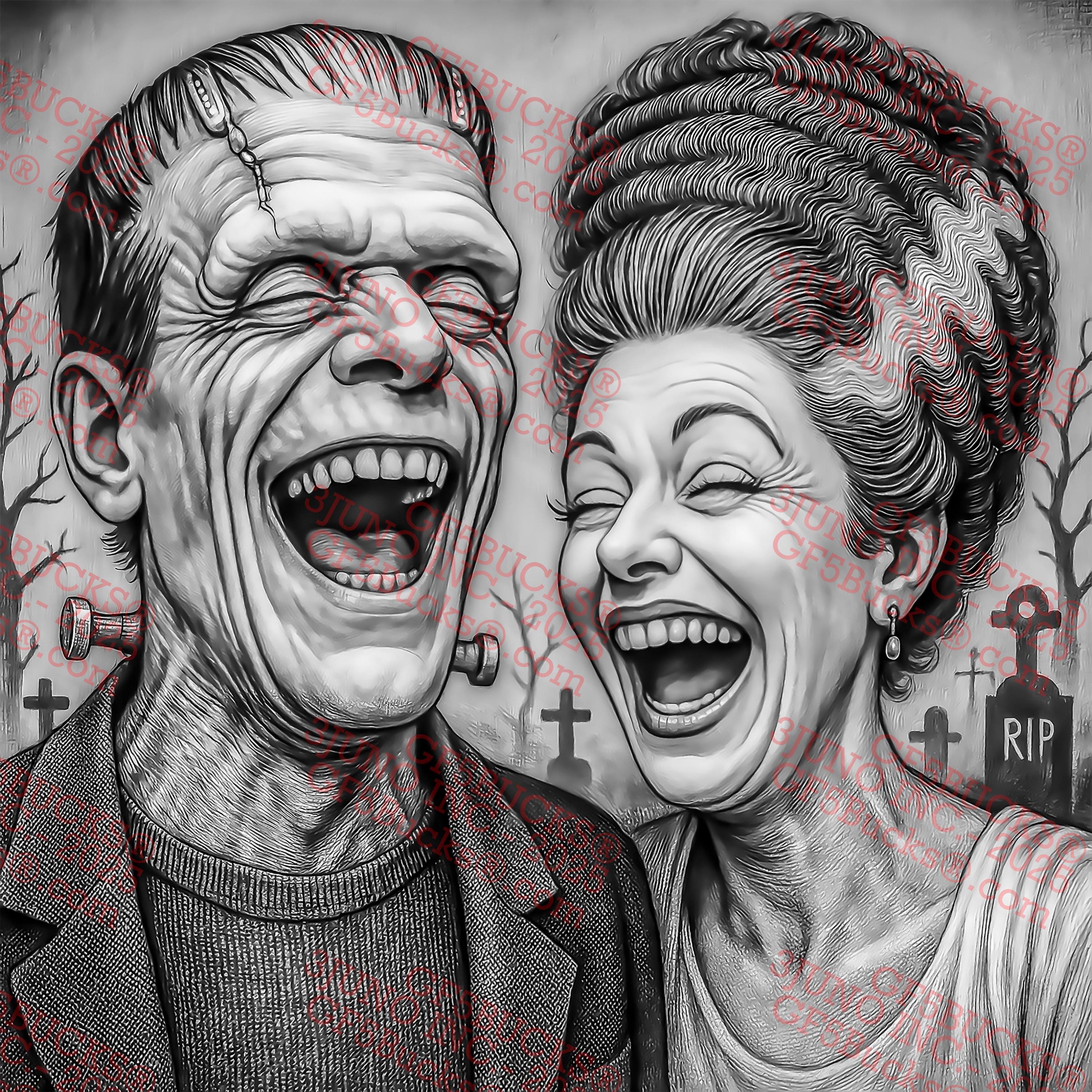 3D Illusion Monster Couple PNG – Halloween Graveyard Humor – Laser ...