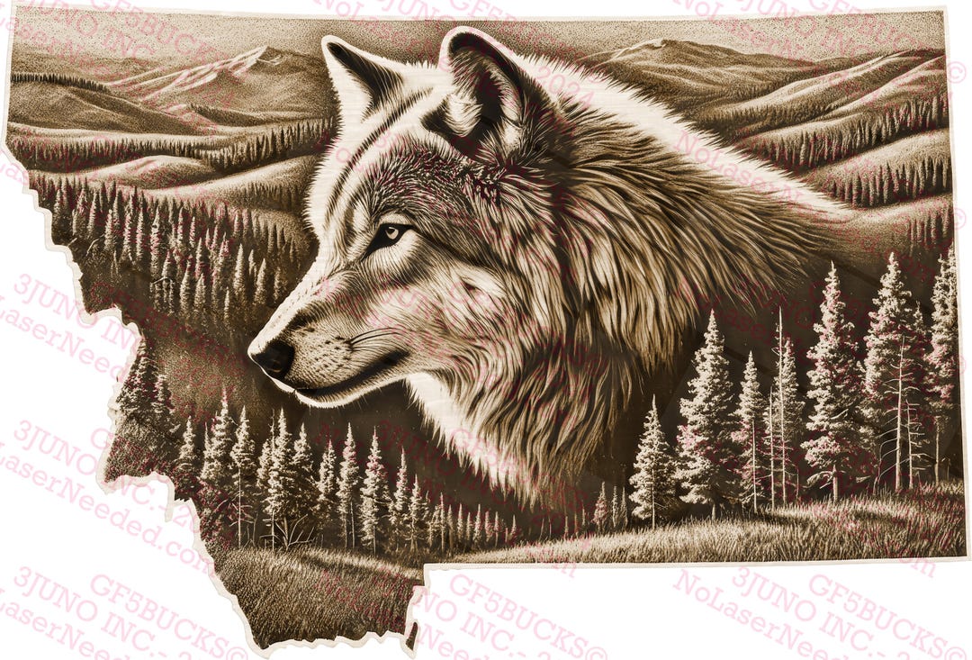 Montana Wolf Scene 3D Illusion Art | Wolf in Forest Landscape ...