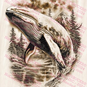 3D Illusion Art Humpback Whale PNG Wildlife Ocean Scene Perfect for ...