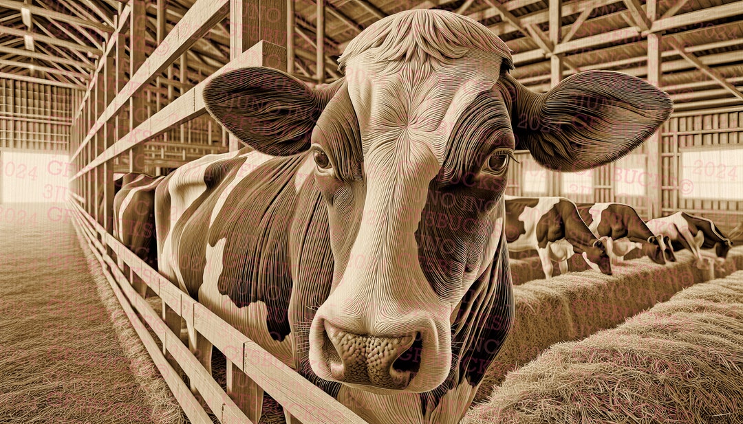Dairy Cow - Laser Burn PNG | 3D Illusion | Engrave | Laser Ready ...