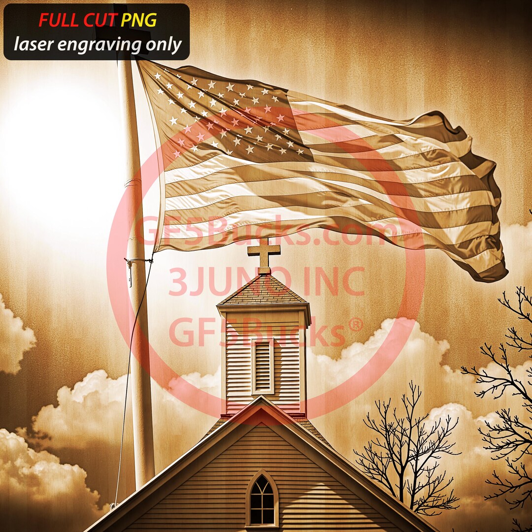 3D Illusion American Flag Church Art for Laser Engraving | PNG Digital ...