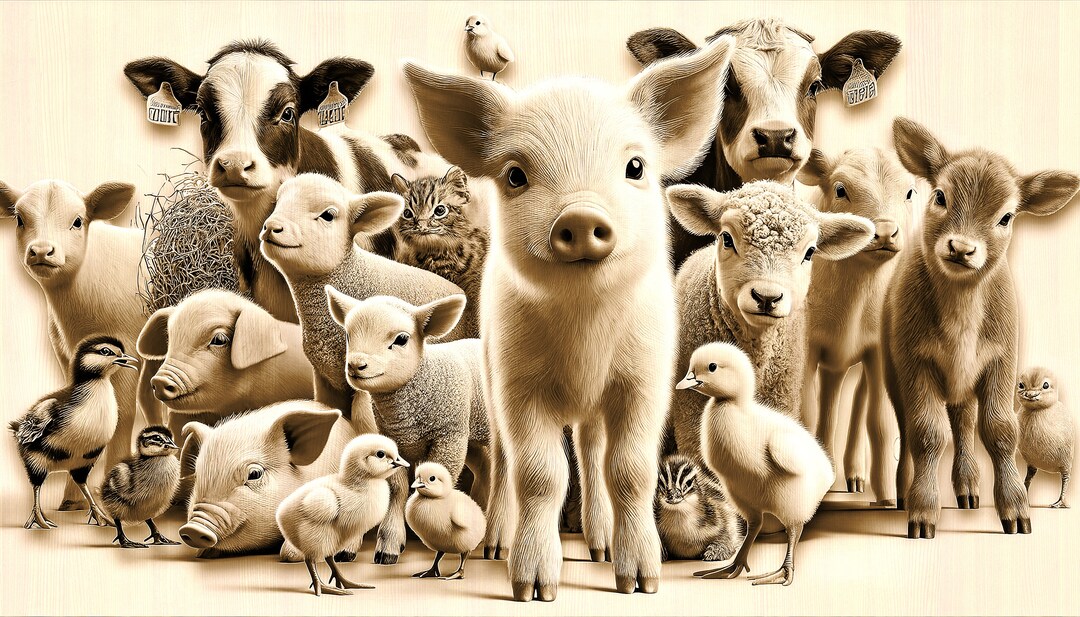Barnyard Friends, Too Adorable - Laser Burn PNG | 3D Illusion | Engrave ...
