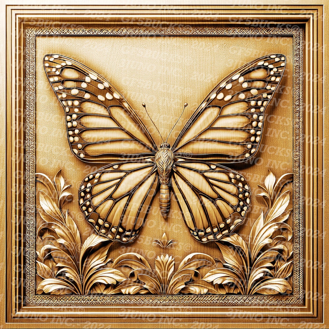 Butterfly With Faux Frame - 3D Illusion Digital File for Laser ...