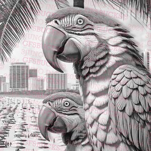 Tropical Parrots, Macaw - Laser Burn PNG | 3D Illusion | Engrave ...