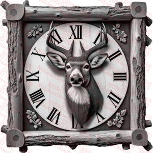Whitetail Deer Clock 3D Illusion Engraving Digital File Instant ...