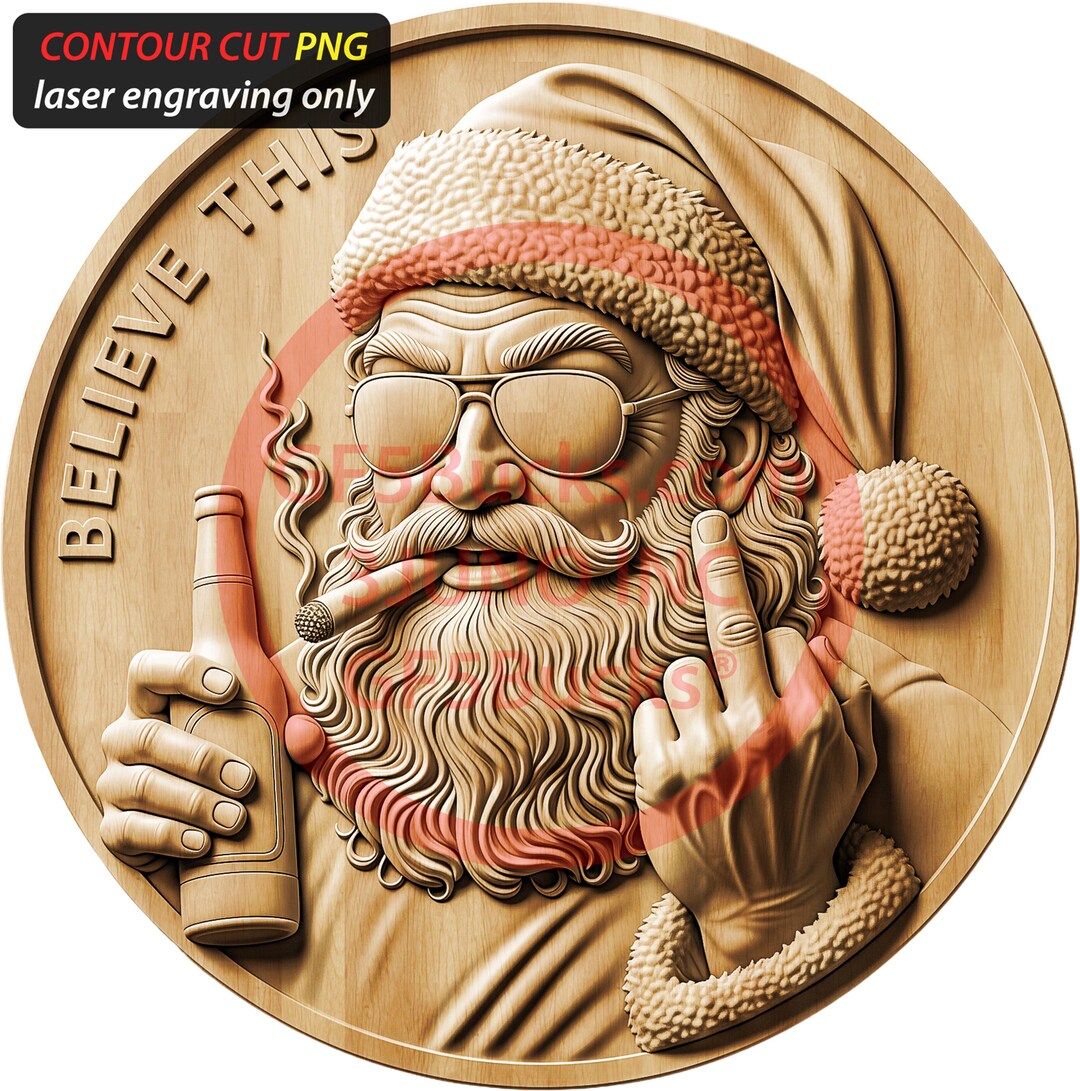 3D Illusion Rebel Santa Art for Laser Engraving | PNG Digital File | 13 ...
